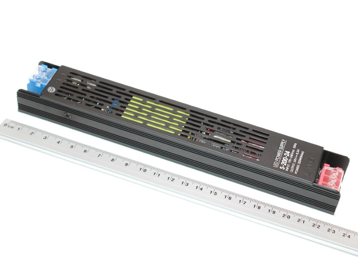 24V, 200W, 8.3A, 190-240VAC S-200-24 CHC200-24, Модуль питания сетевой (блок питания с винтами), 230x35x24мм