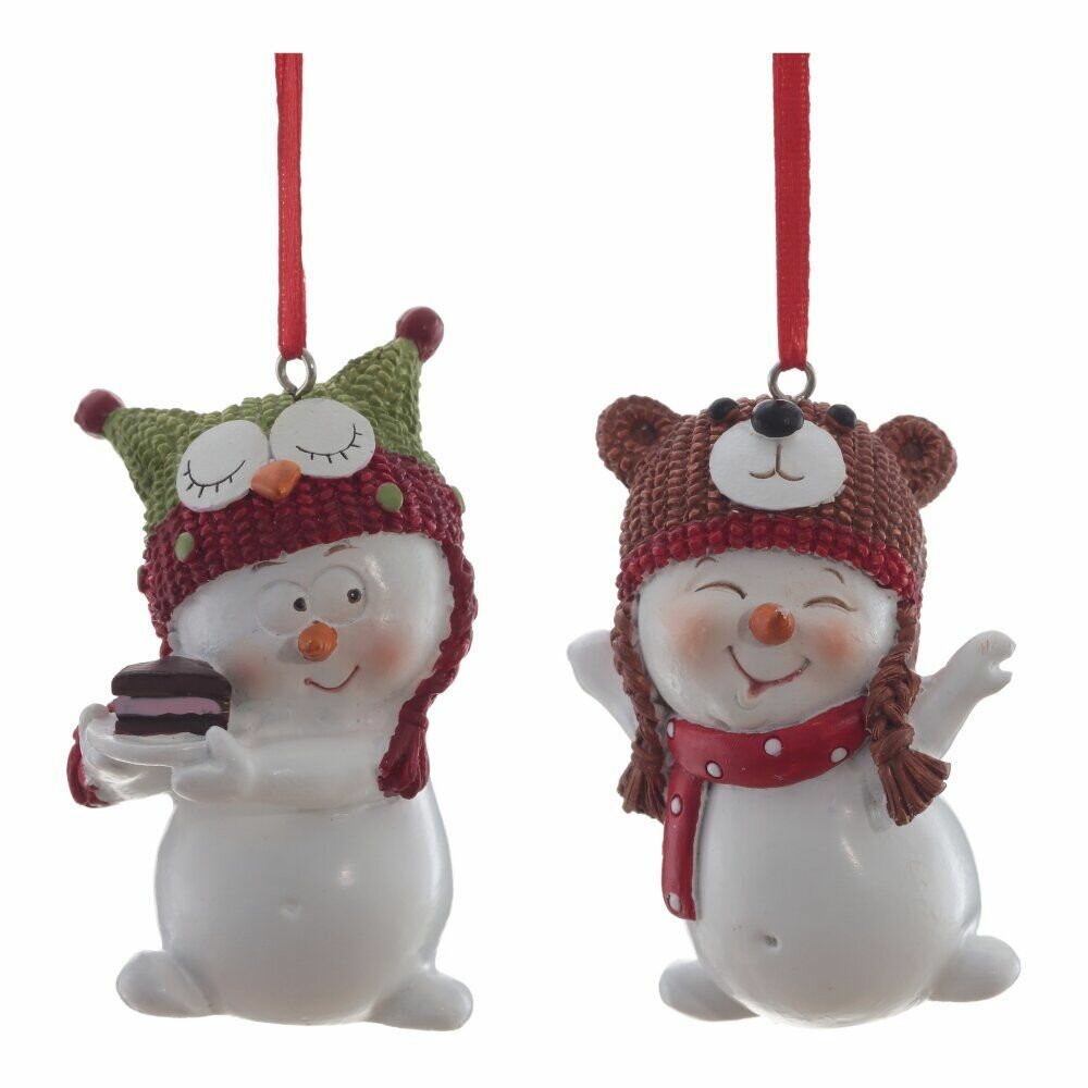 Набор елочных игрушек веселые снеговики. Размер каждого : L6 W4,5 H8 см, 2вида.