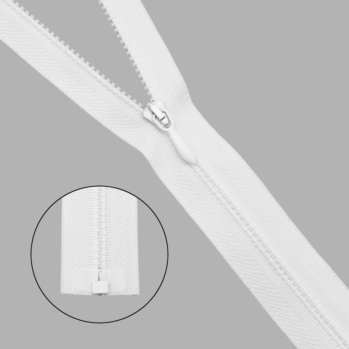 Молния разъемная 40 см тракторная, 1 замок, 5 шт, Тип 4 (2074-591U) ARTA (001 белый)