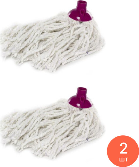 Насадка на швабру Вот! МОП КМВ006 веревочная хлопок полиэстер, белый 28х9х7см (комплект из 2 шт)