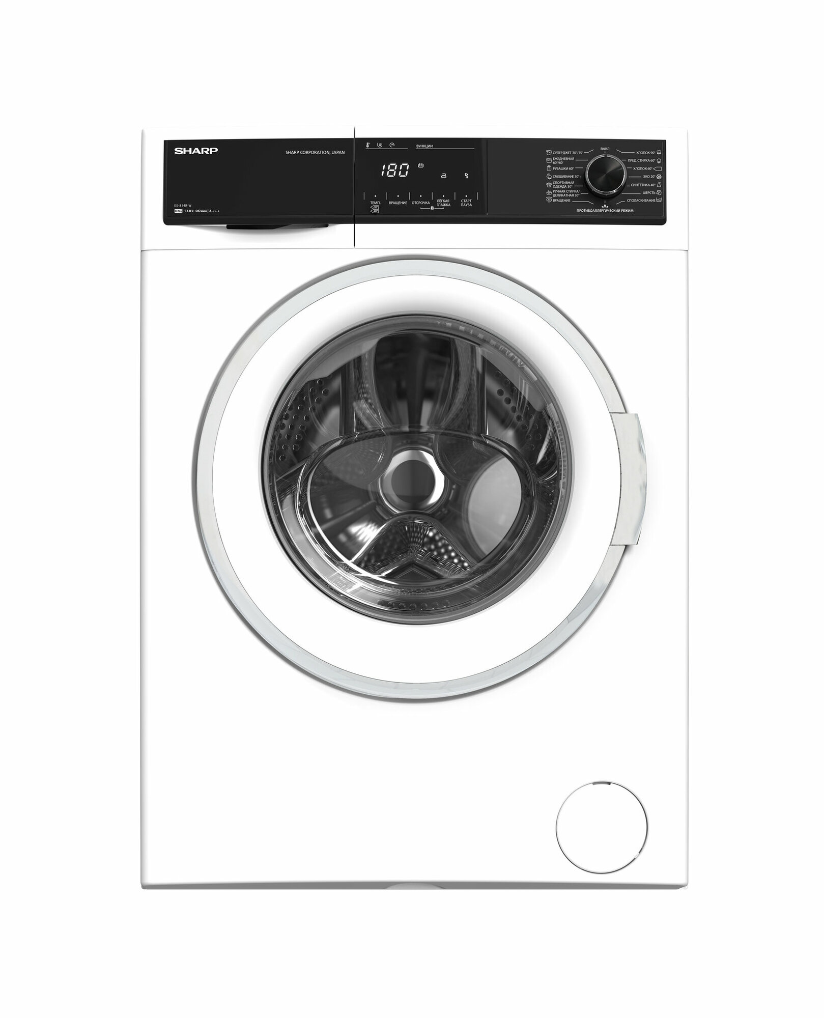 Стиральная машина фронтальная SHARP ES814RW, белый, А+++, 8 кг