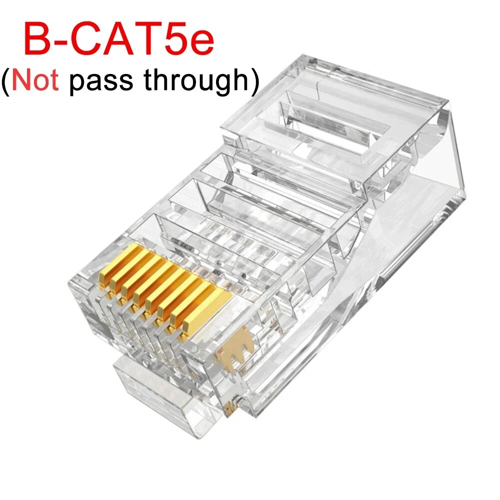 5шт. Прозрачные RJ45 B-CAT5e коннекторы (no pass through)