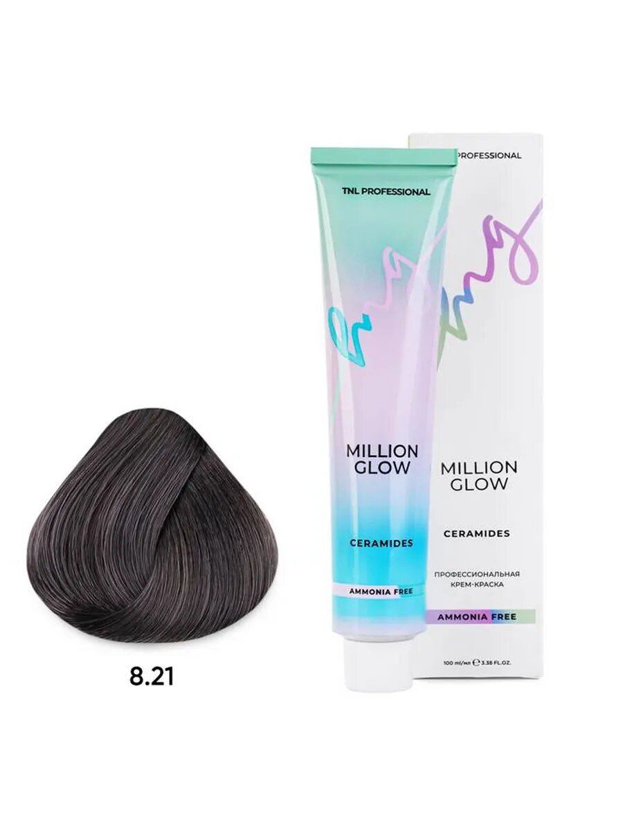 Крем-краска безаммиачная для волос Million glow Ammonia free collection Ceramides 8.21