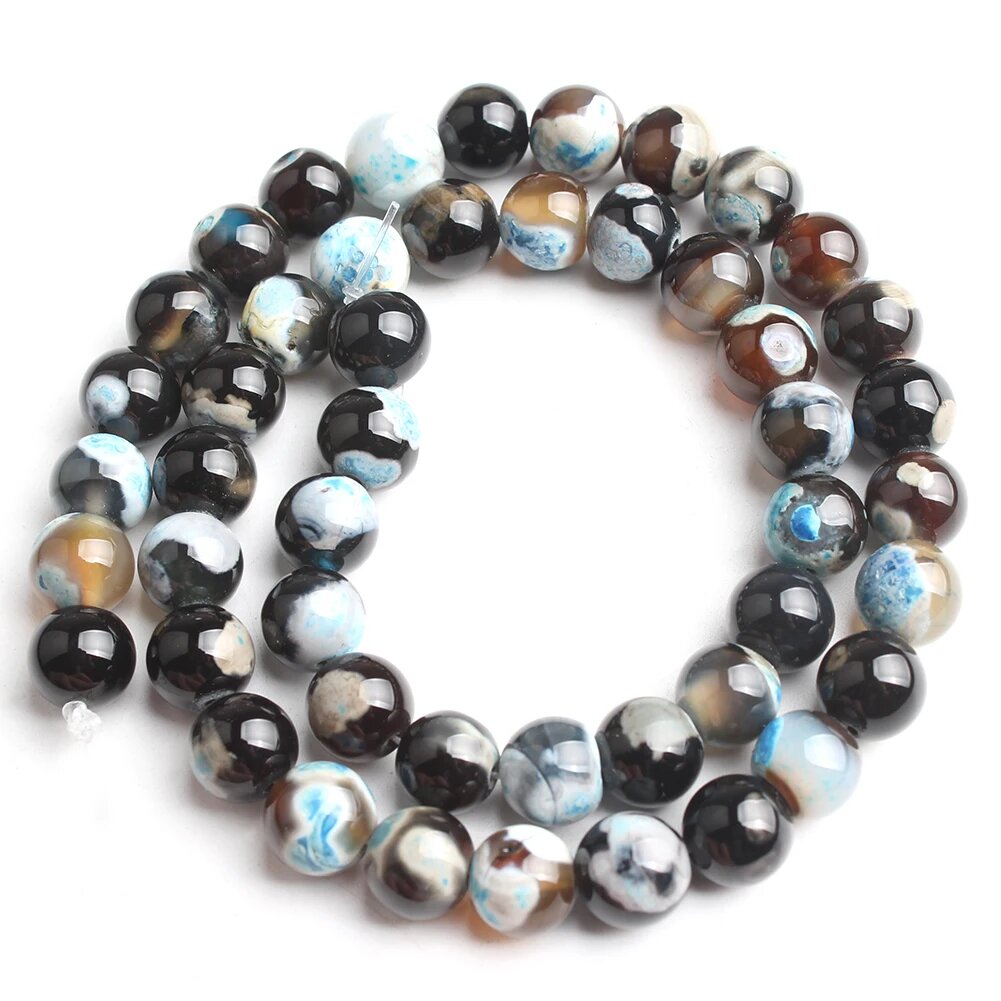 Синие огненные агаты бусины LNMBII 6/8/10 мм 10mm 36pcs beads, Blue coffee agate