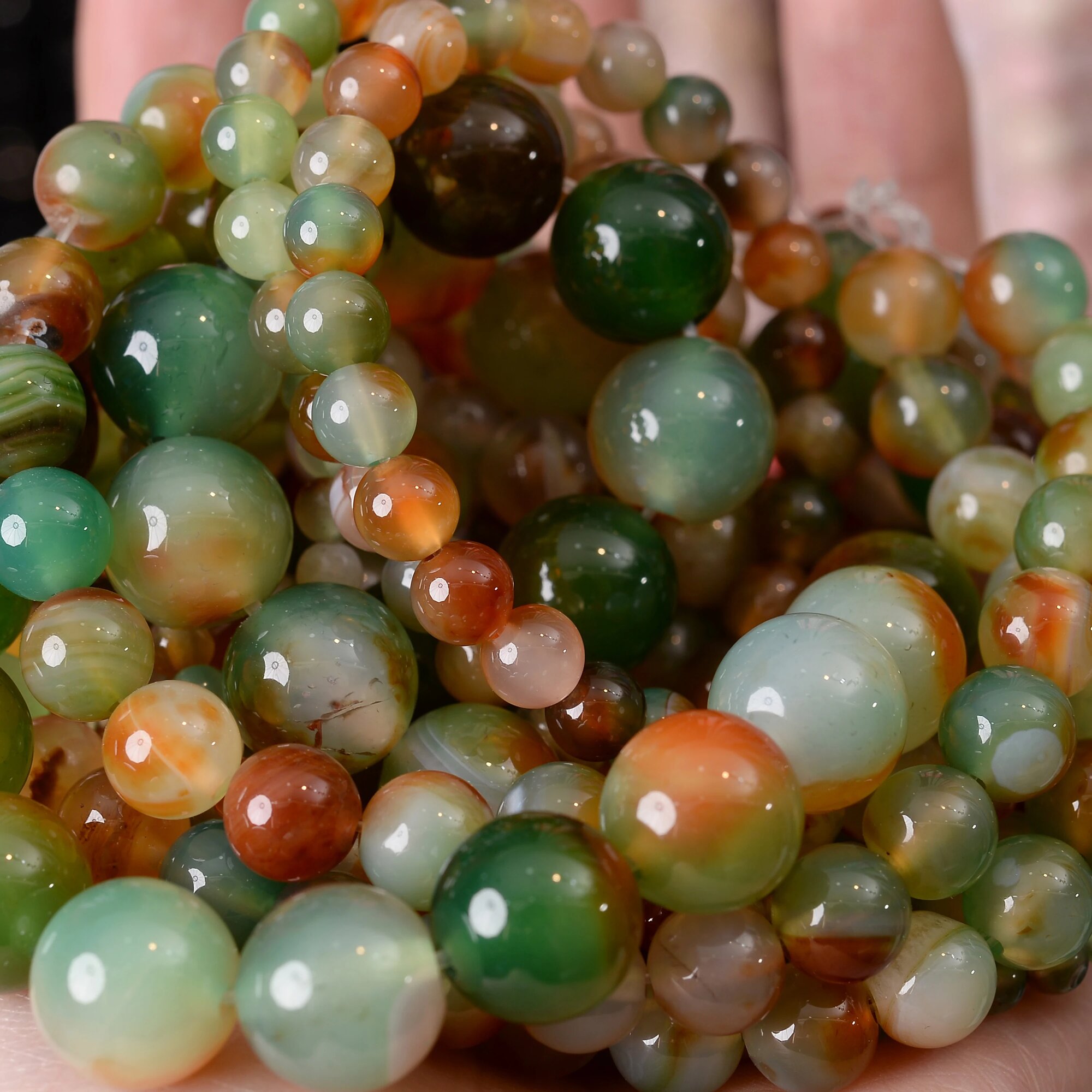 Бусины из натурального камня 4-12 мм Изумрудный, 10mm approx 35 beads, Peacock Agate