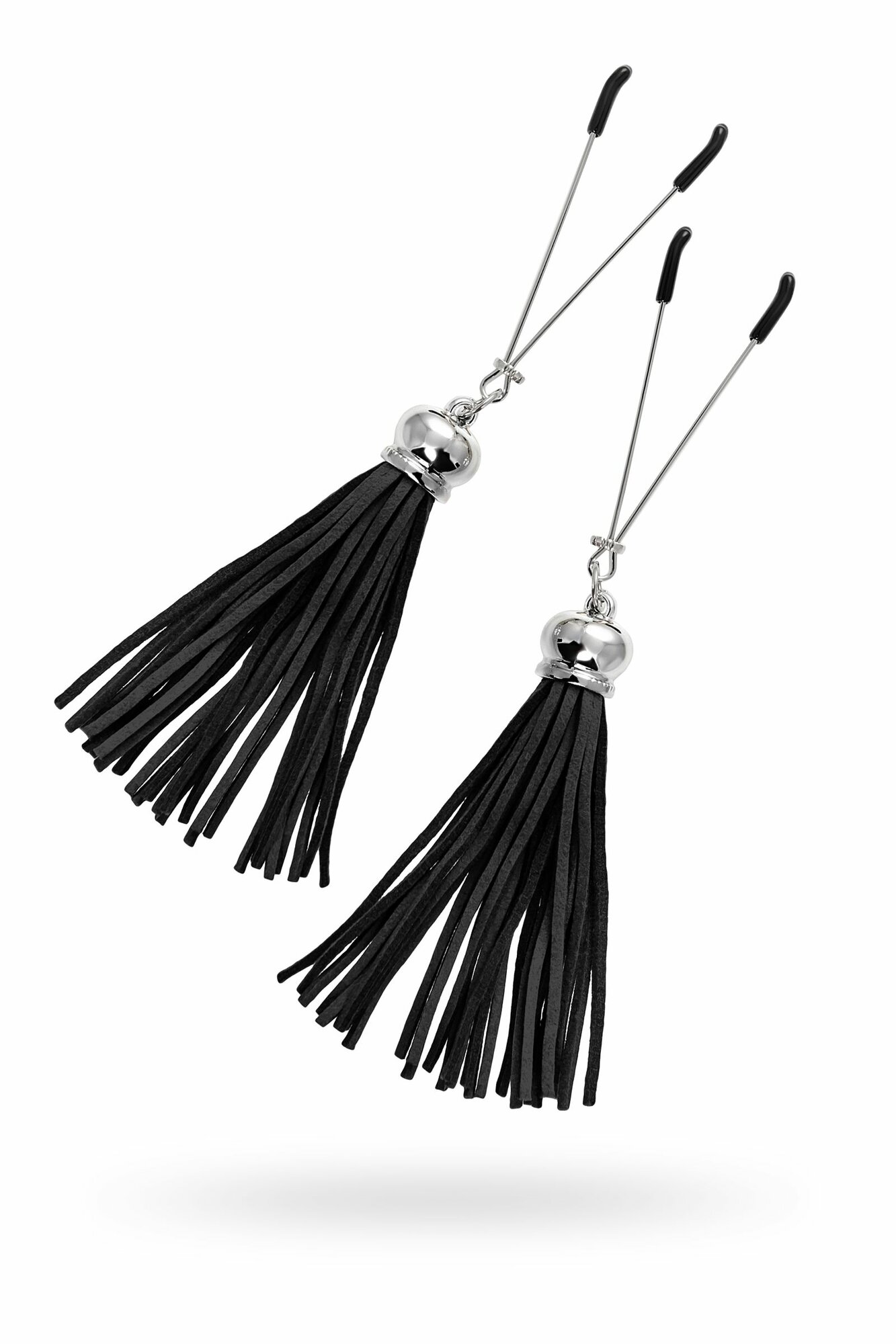 Зажимы на соски «Вилки» с черными кисточками из замши