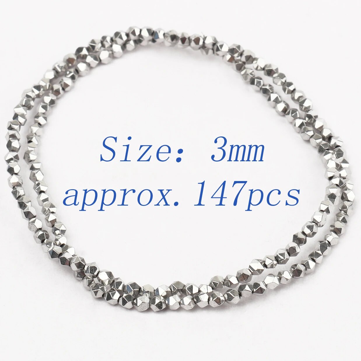 Бусины из гематита с покрытием из белого золота LNMBII 36