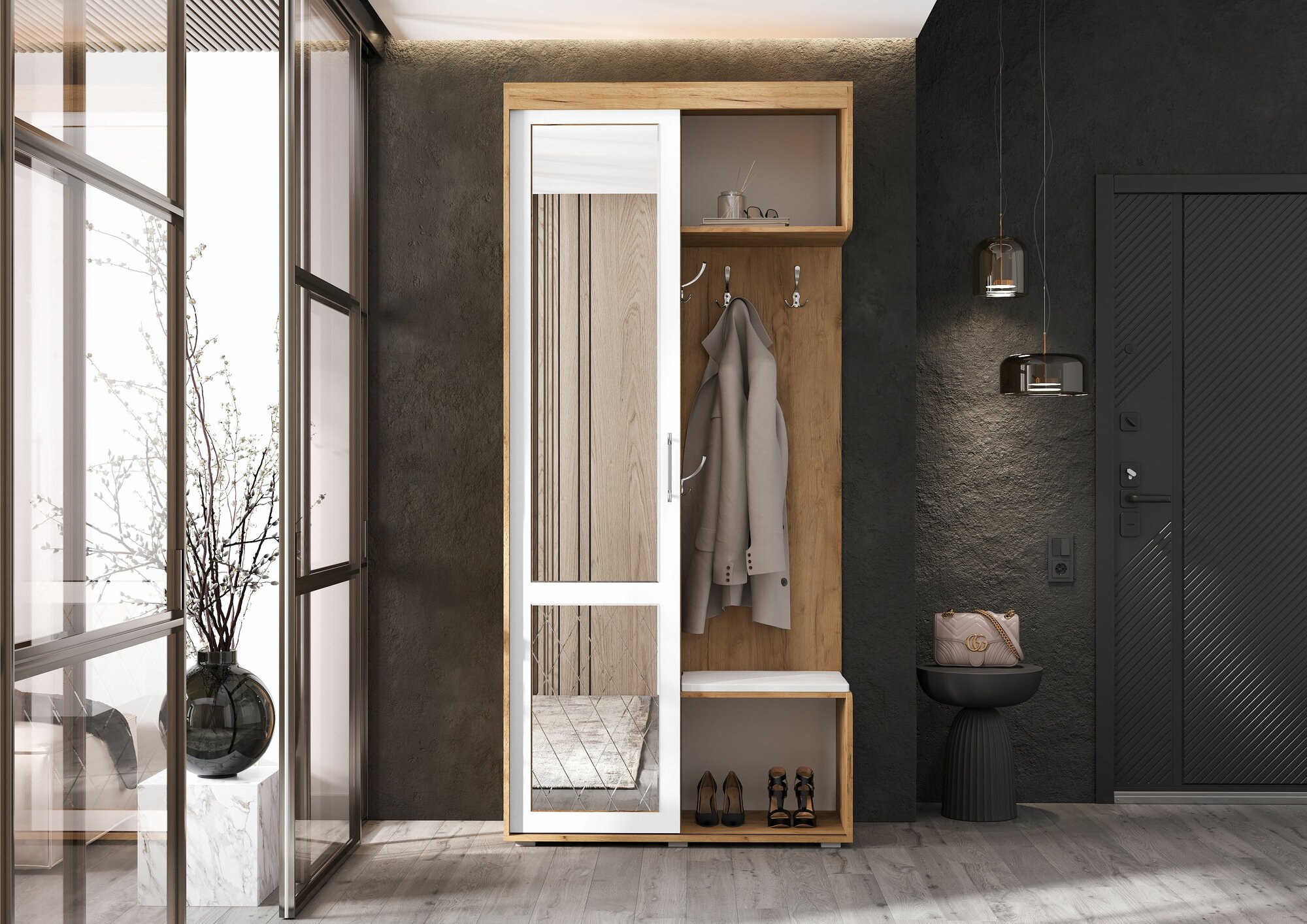 Прихожая Стелла-1 Дуб крафт/Белый 1000 мм