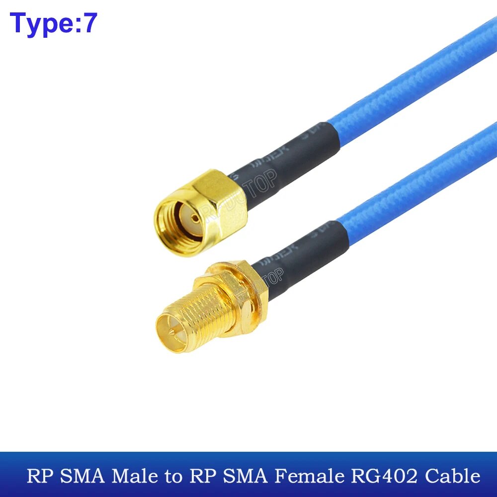 RFDOTOP RG-402 Коаксиальный кабель SMA-SMA синий 50 Ом 10CM, RPSMA M to RPSMA F