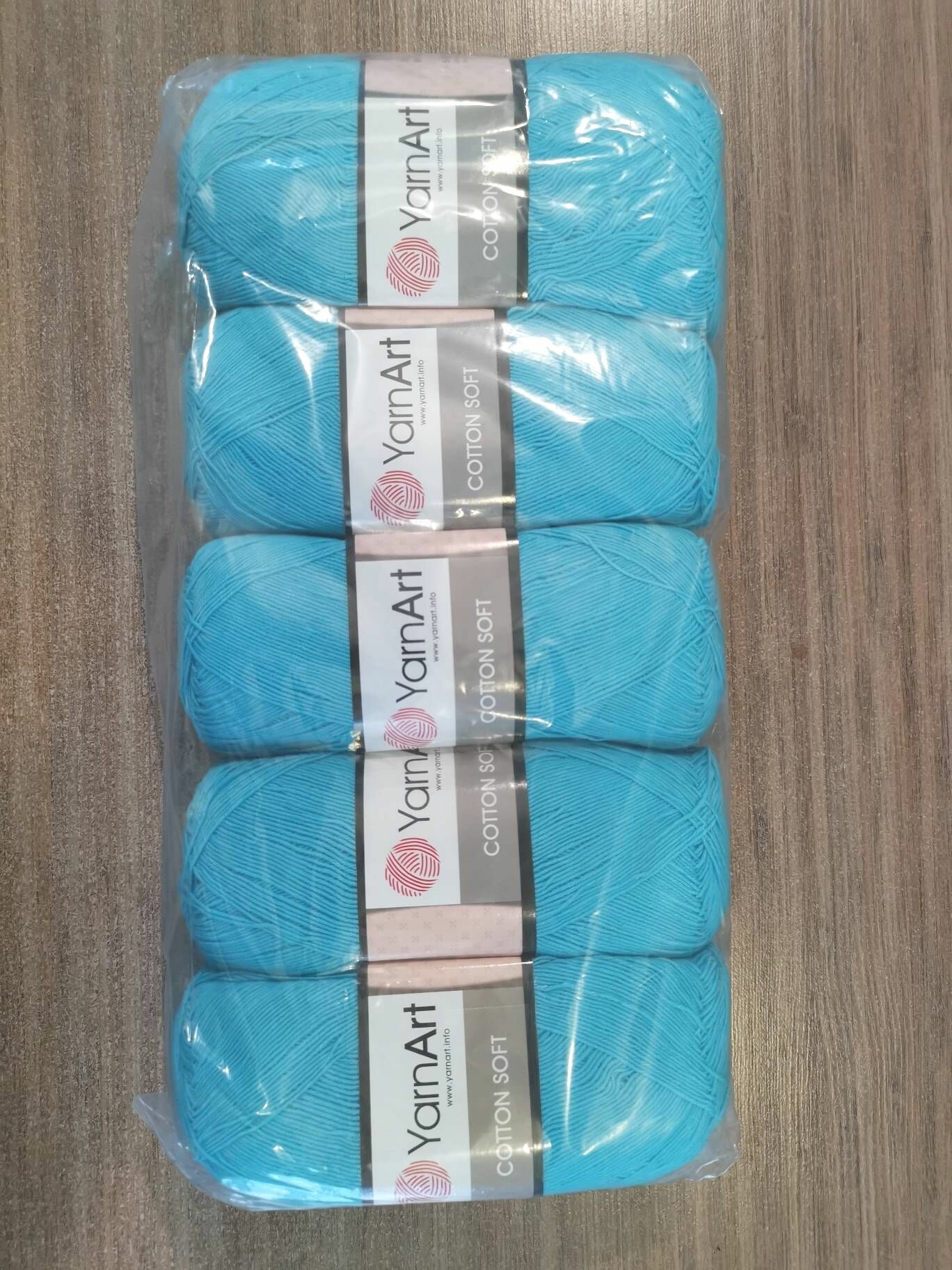 Пряжа Коттон Софт (Cotton Soft) упаковка 5 мотков 55% хлопок 45% полиакрил цвет 33 светлая-бирюза