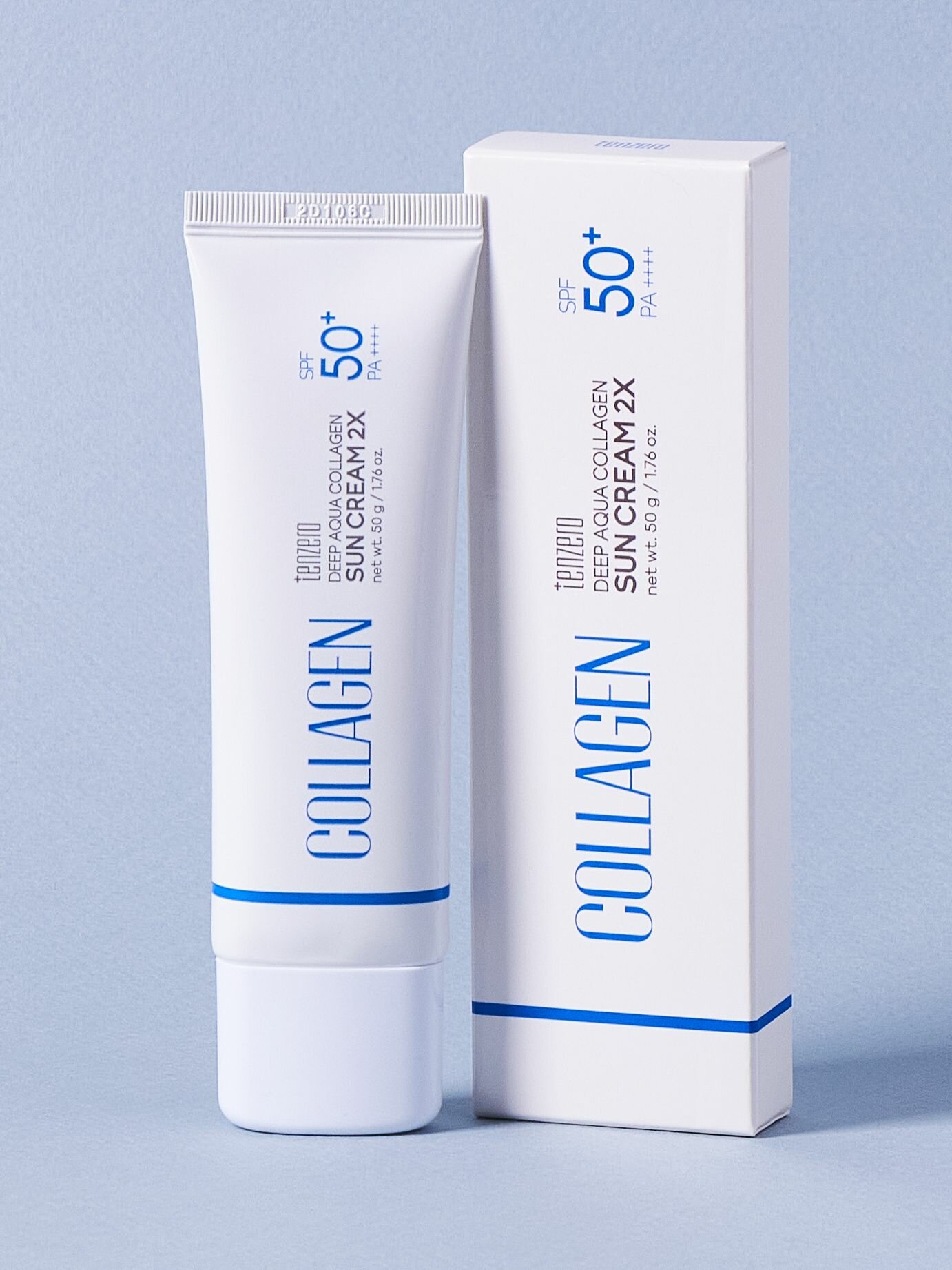 TENZERO Солнцезащитный крем с коллагеном 50г Deep Aqua Collagen Sun Cream 2X SPF50+/PA++++