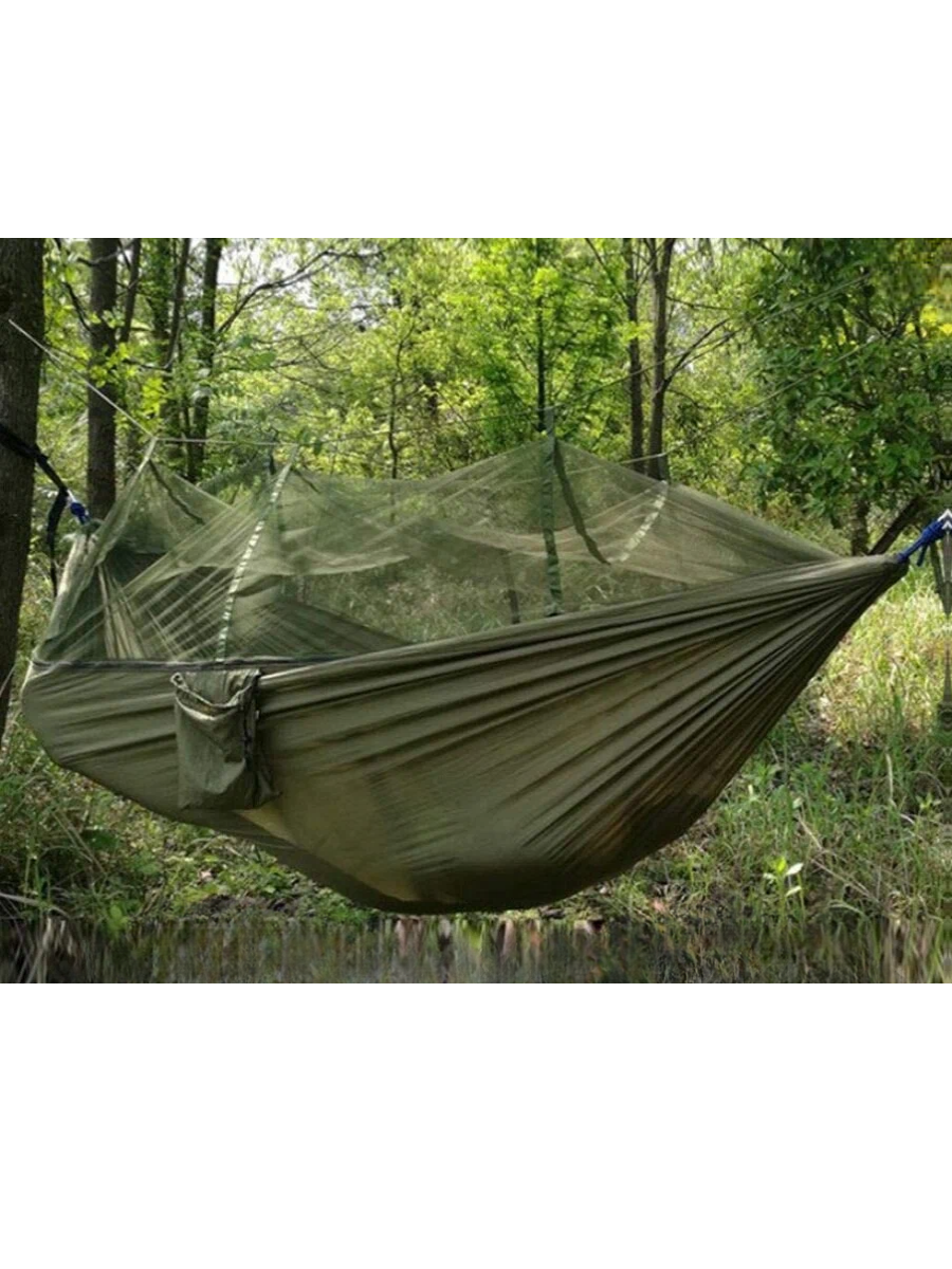 Гамак подвесной / Гамак туристический с москитной сеткой, зеленый