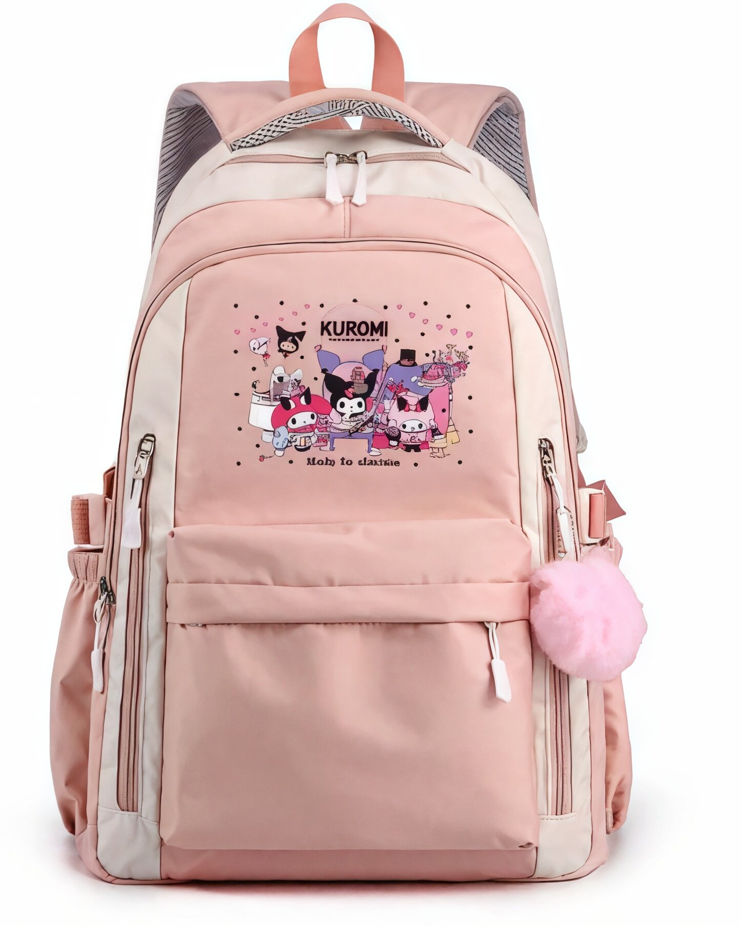 Рюкзак "Куроми", для девочек, 2 отделения, 4 внешних кармана, нейлон, розовый