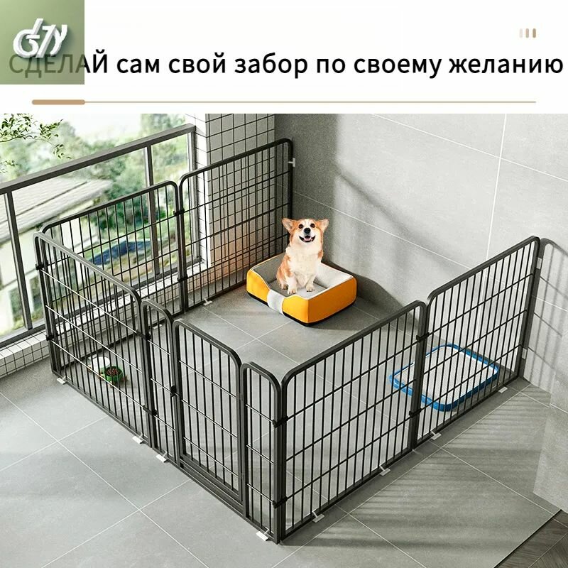 Усиленный вольер для собак, кошек, кролика. Металлическая складная клетка для крупных, средних и мелких пород домашних животных. Уличная будка для щенков и котов. 6 секций
