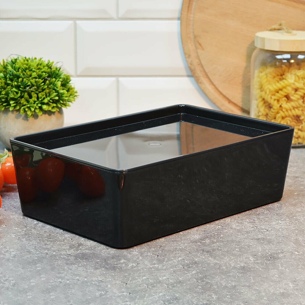 Контейнер для хранения 3л "Versa", пластик, прозрачная крышка, черный корпус