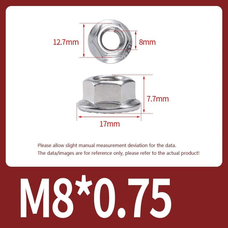 Фланцевые гайки M6 M8 M10 M12 M14 M16 M20 нержавеющая сталь M8x0.75mm-10pcs