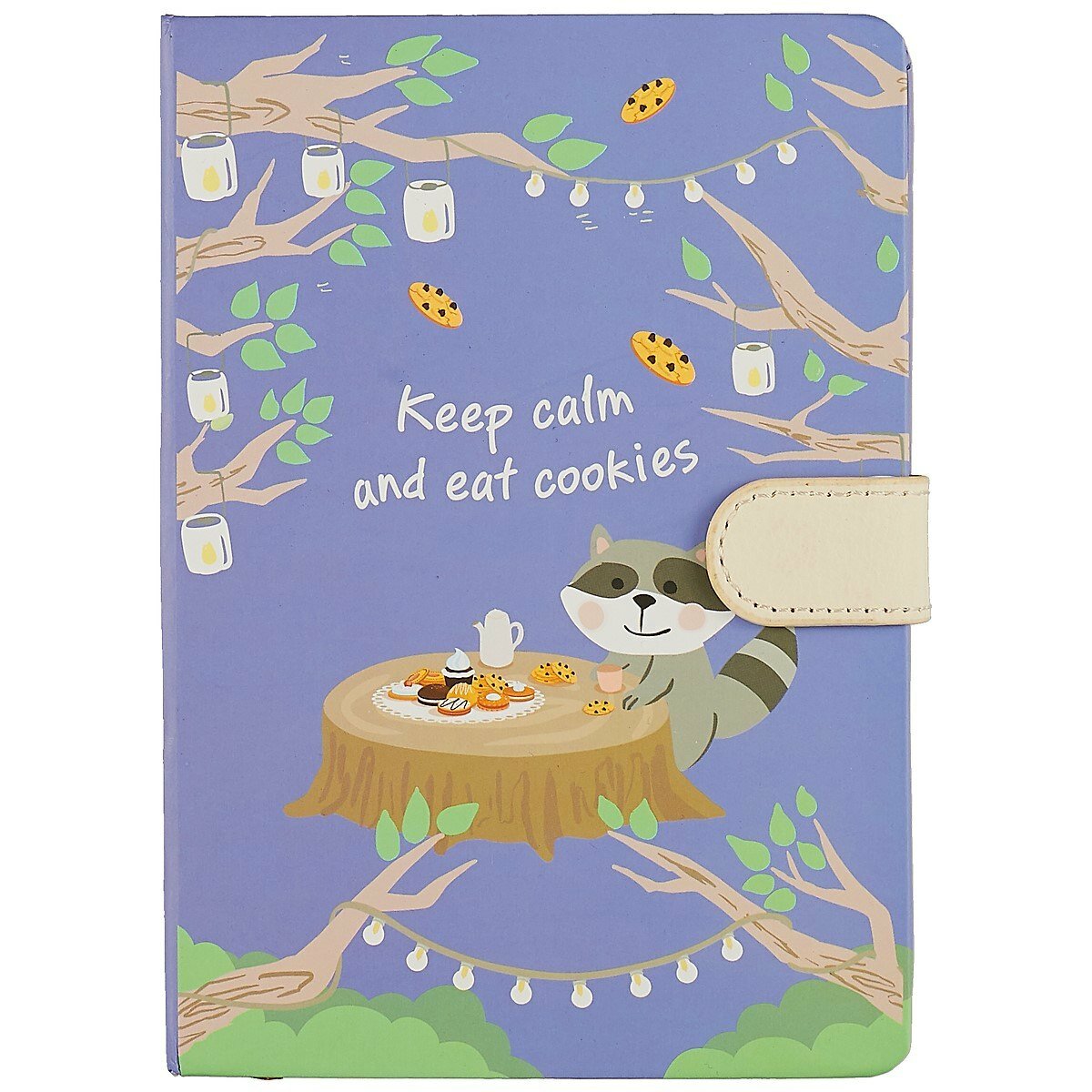 Блокнот с магнитной застежкой «Енот. Keep calm and eat cookies», 128 листов