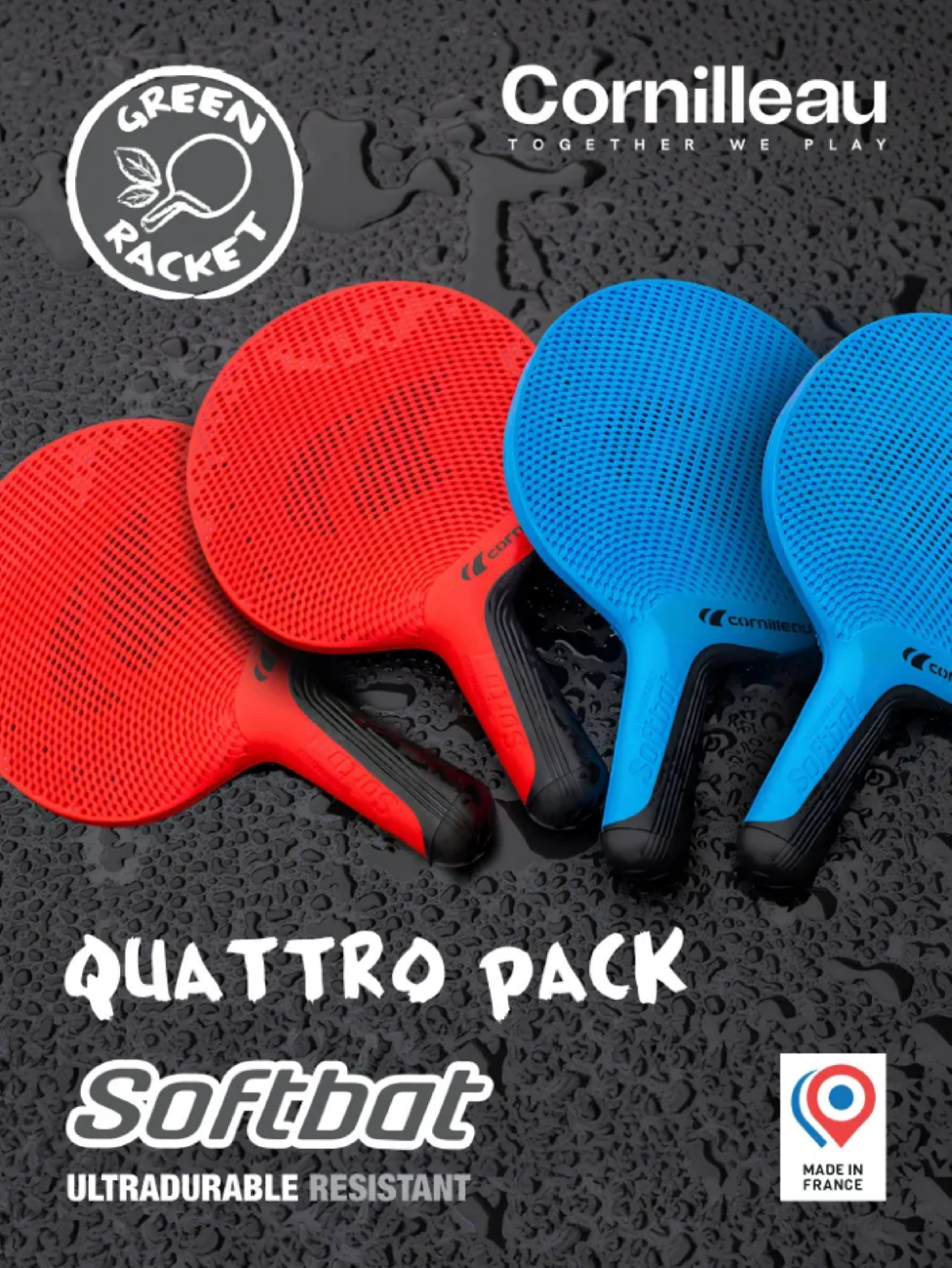 Набор для настольного тенниса CORNILLEAU SOFTBAT QUATRO (4 ракетки + 4 мяча) всепогодный