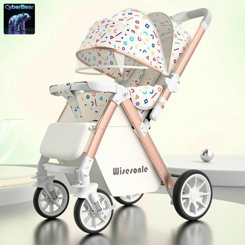 Универсальная коляска 2 в 1 с большими колесами и двойной защитой для новорожденных, легкий механизм складывания, 5 уровней наклона, идеальна прогулок с малышом!