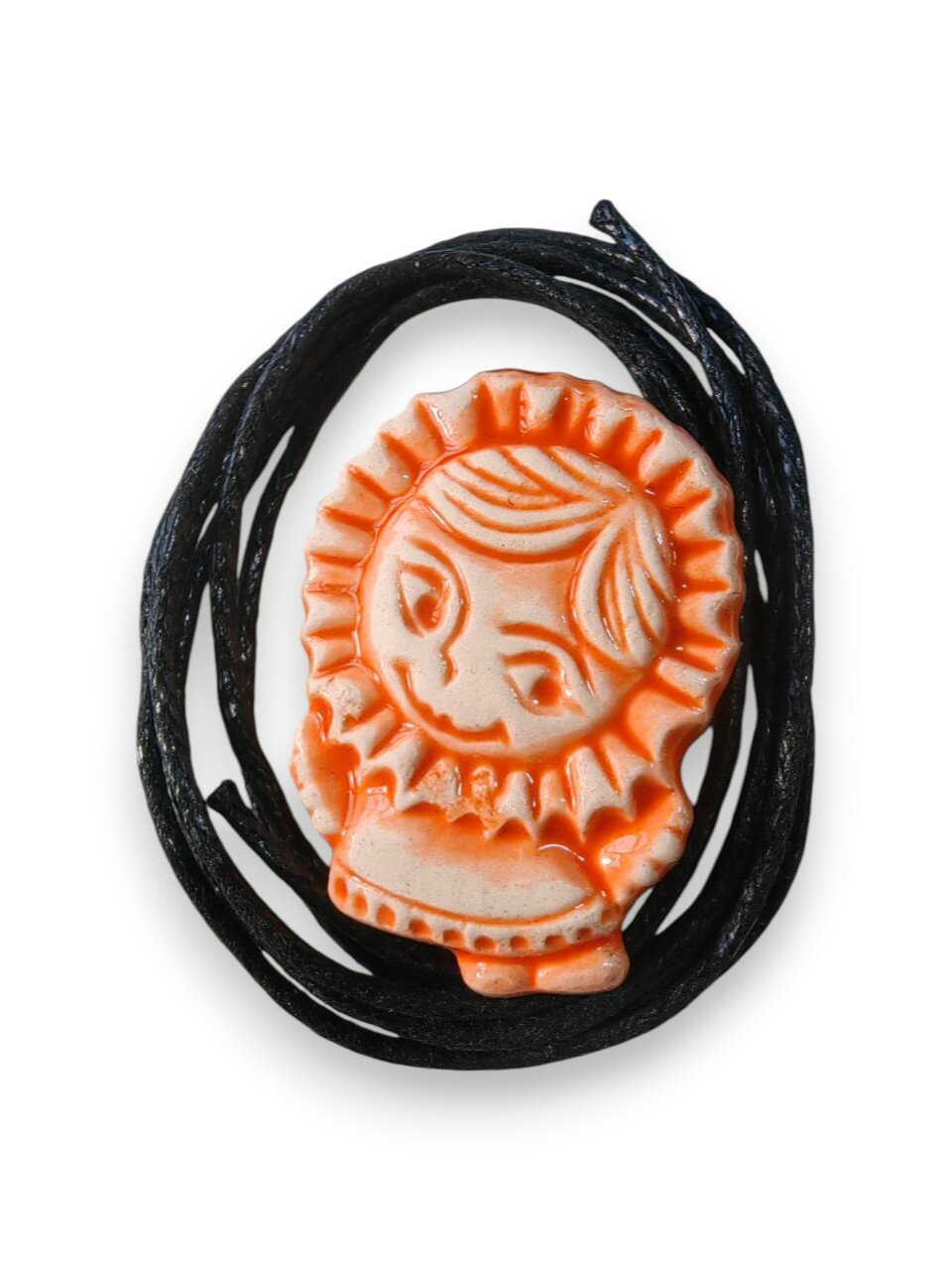 Аромакулон девочка-солнышко керамический со шнурком, оранжевый, 1 шт.