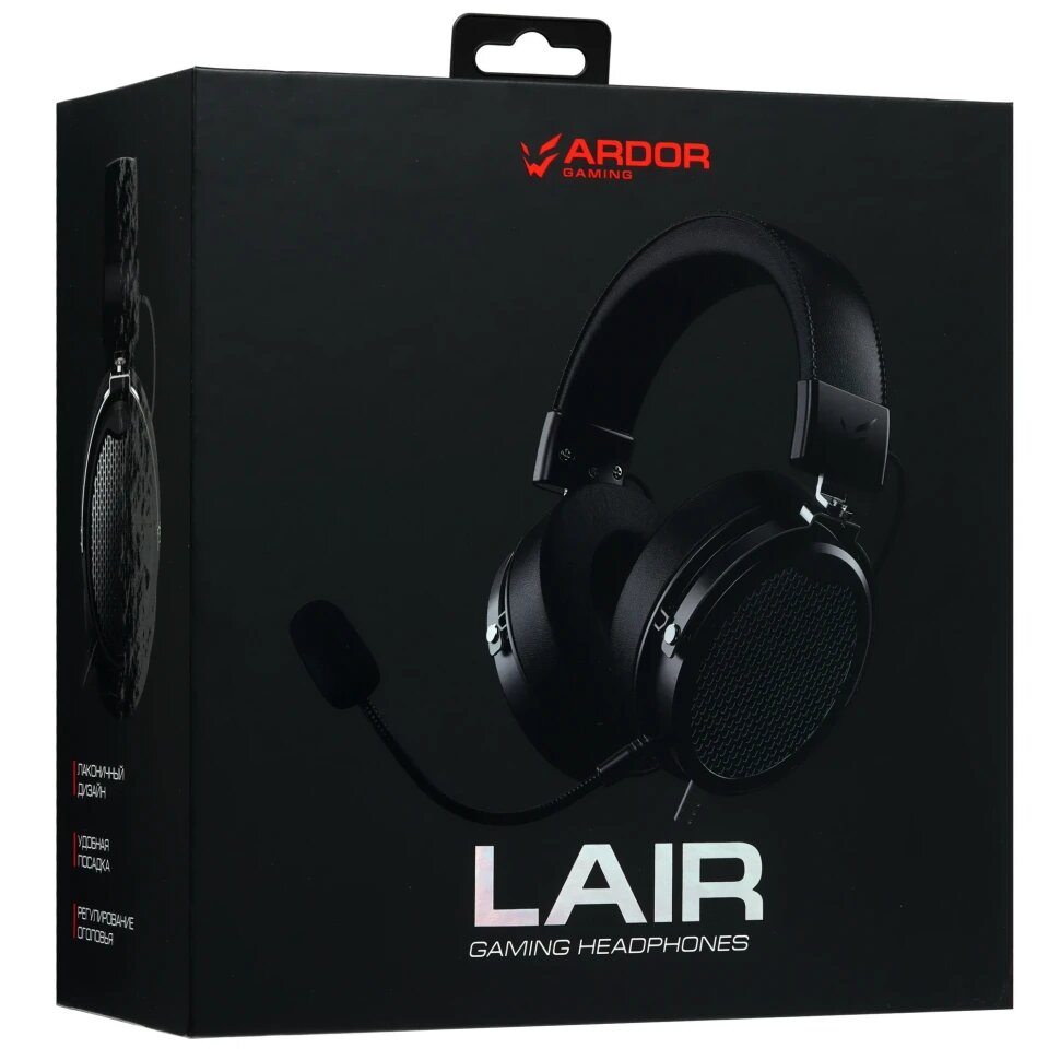 Проводные наушники ARDOR GAMING Lair, 7.1 Virtual, охватывающие, черный
