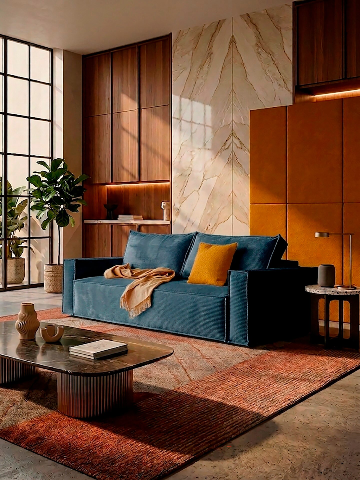Диван Софт 3 Cilium Indigo NOW 240x94x80 см, синий Вельвет, еврокнижка Фиеста