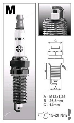 Свеча зажигания BRISK Super- R MR14LC-1-A для ВАЗ 2190 Гранта, Lada Largus с дв.11182, Vesta, XRAY с дв. HR16DE/H4M (200