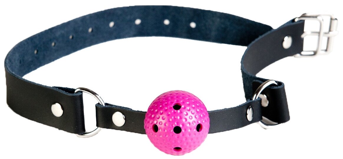 ToyFa Кляп-шар на кожаных ремешках 64,5 см (708013), черный/розовый