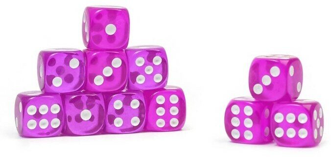 Кости игральные 1.4х1.4 см, прозрачные, фасовка 100 шт, микс (100 шт)