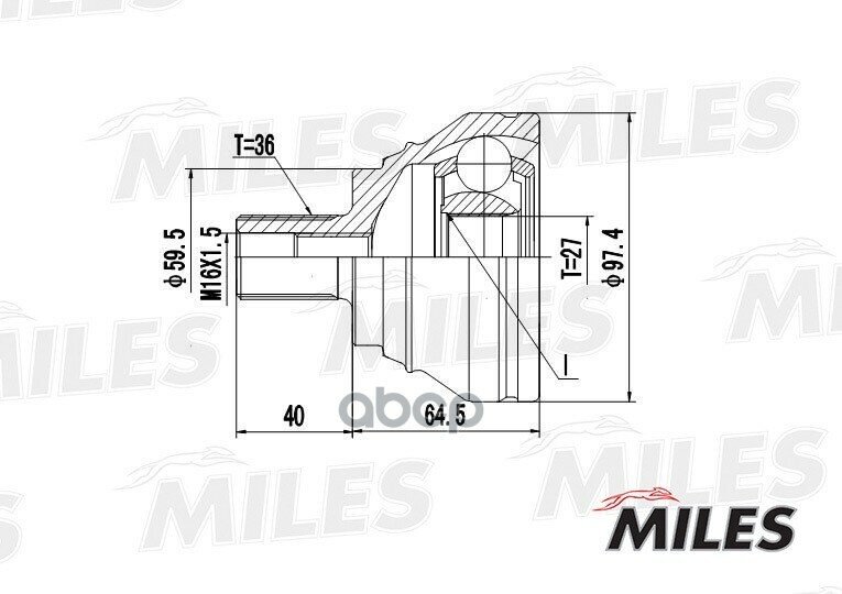 Шрус Audi A3/Vw G5/G6/Passat/Touran/Tiguan/Caddy 1.4-3.2 03- Нар. Miles арт. ga20024