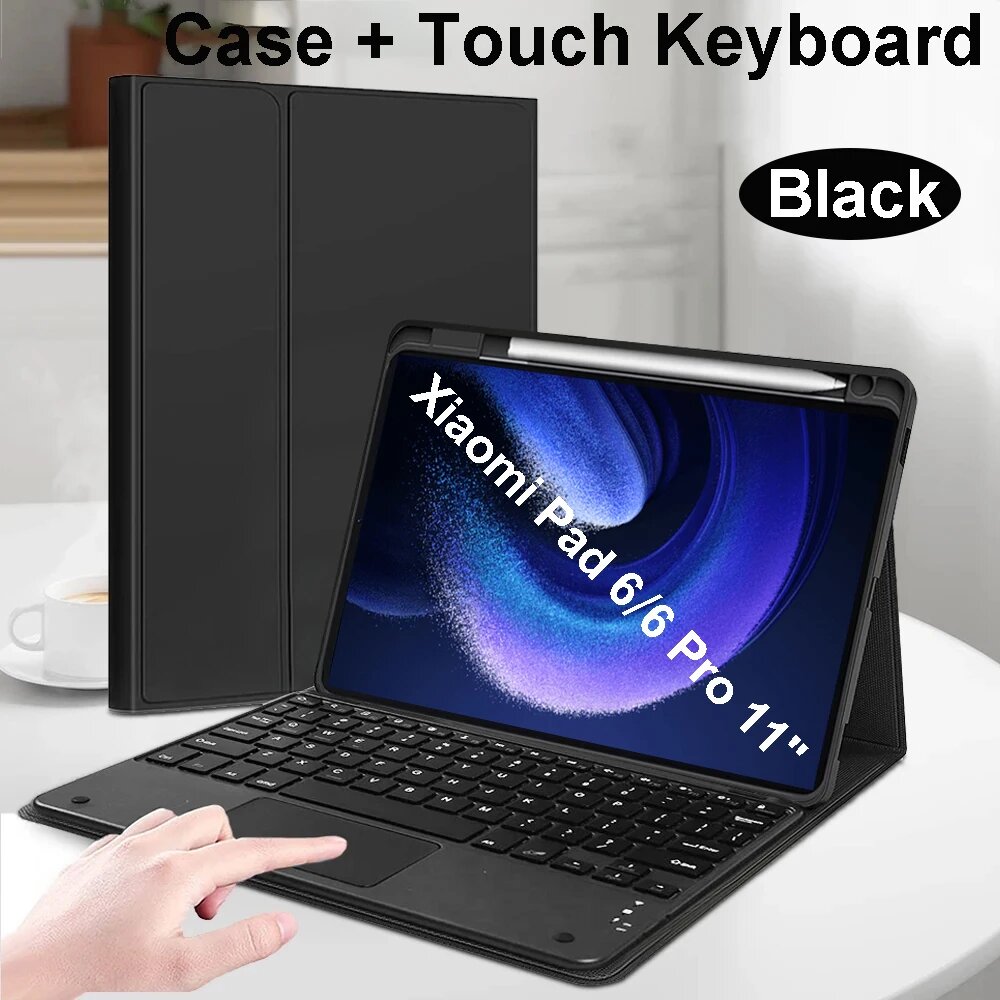 Чехол с клавиатурой HUAIBX для Xiaomi Pad 6 11 дюймов Black C, Russian
