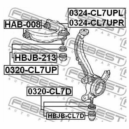 Сайлентблок рычага подвески Febest HAB-008 для Acura RL (2004-н. в.), Acura TSX (2003-2008), Honda Accord (2002-2012)