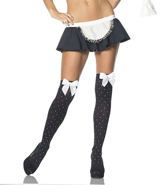 Чулки на резинке в мелкий горошек, размер единый