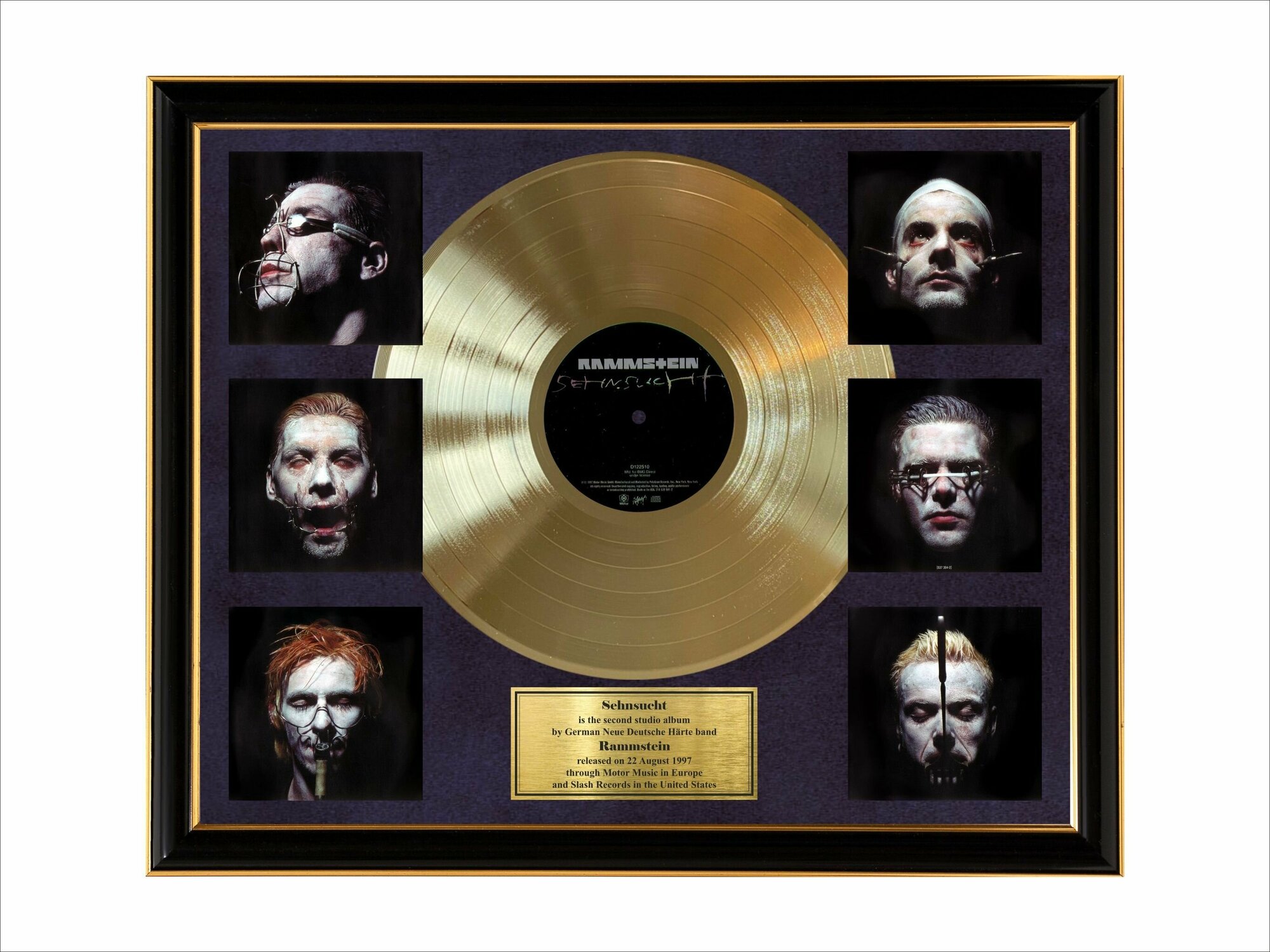 Золотой винил Rammstein Sehnsucht в рамке