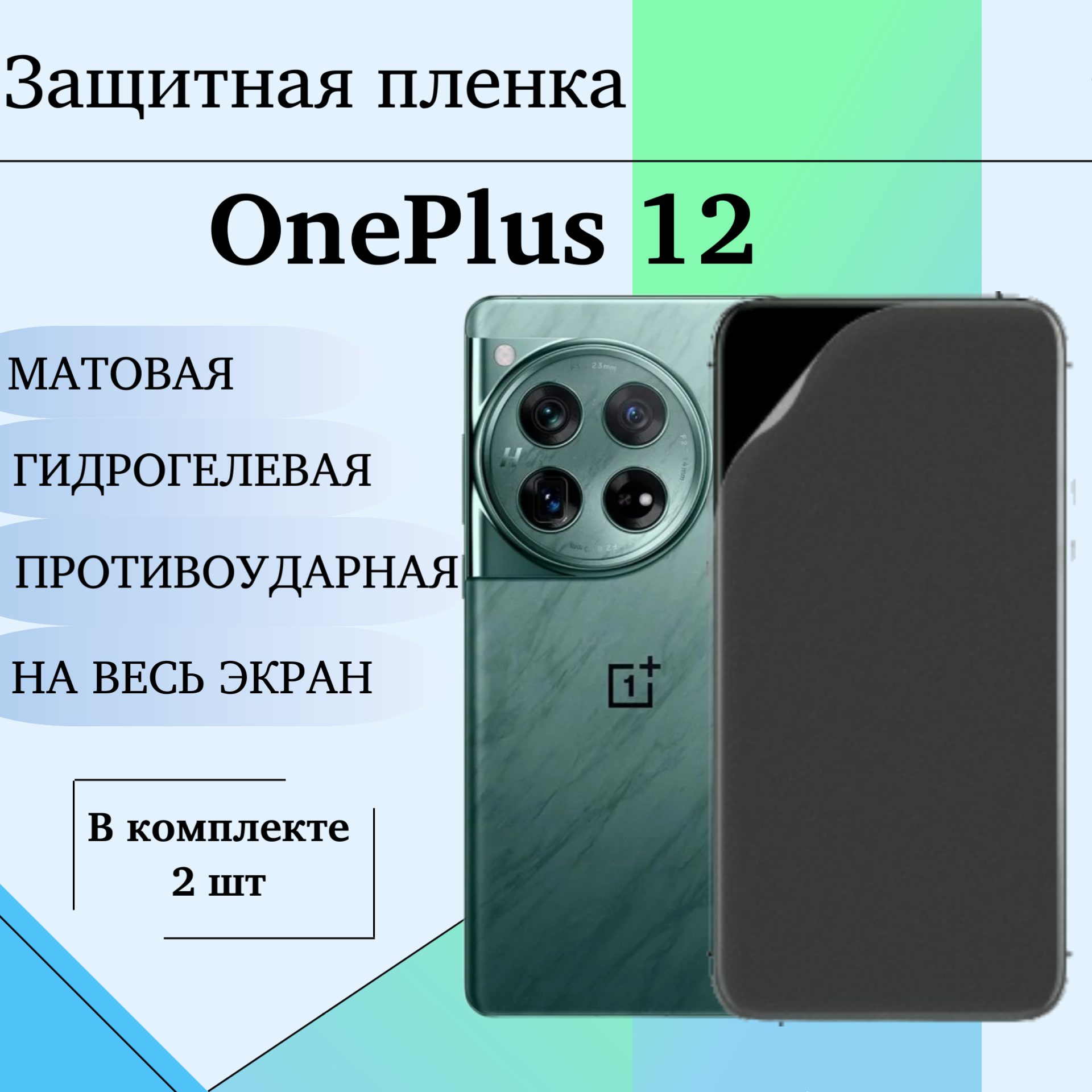 Гидрогелевая пленка для OnePlus 12 защитная матовая на весь экран 2 шт
