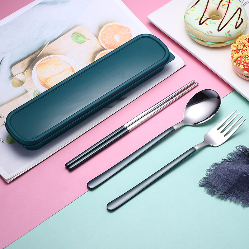 304 портативная ложка из нержавеющей стали креативный портативный костюм Корейская ложка набор из трех предметов