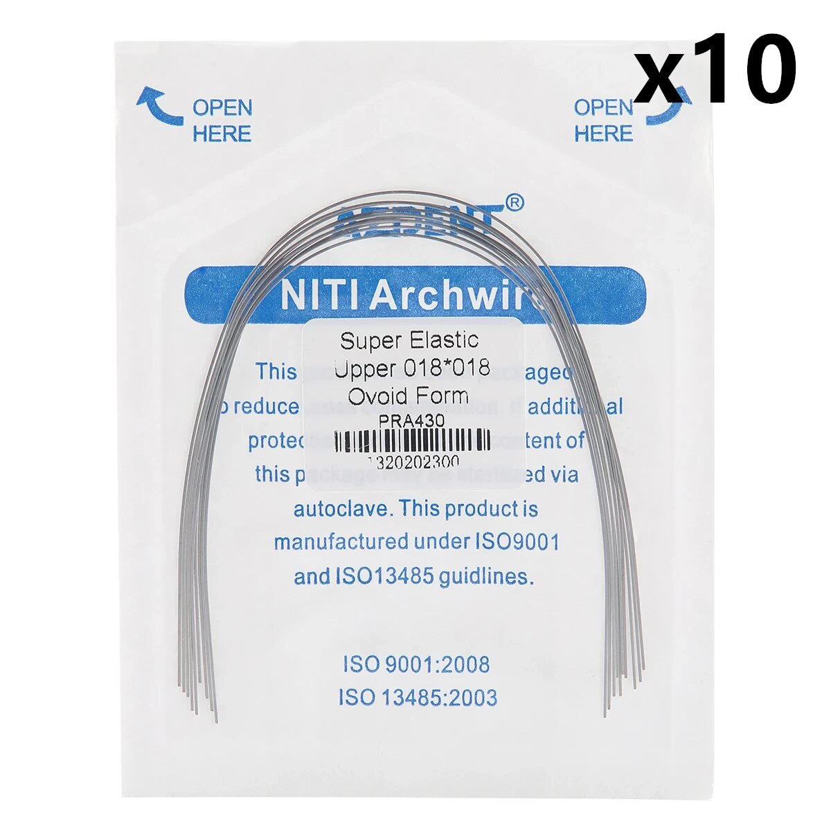 10 упаковок ортодонтических дуг Niti 0.18x0.18