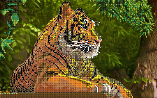 "Тигр" - канва с рисунком для частичного вышивания бисером от бренда Astrea