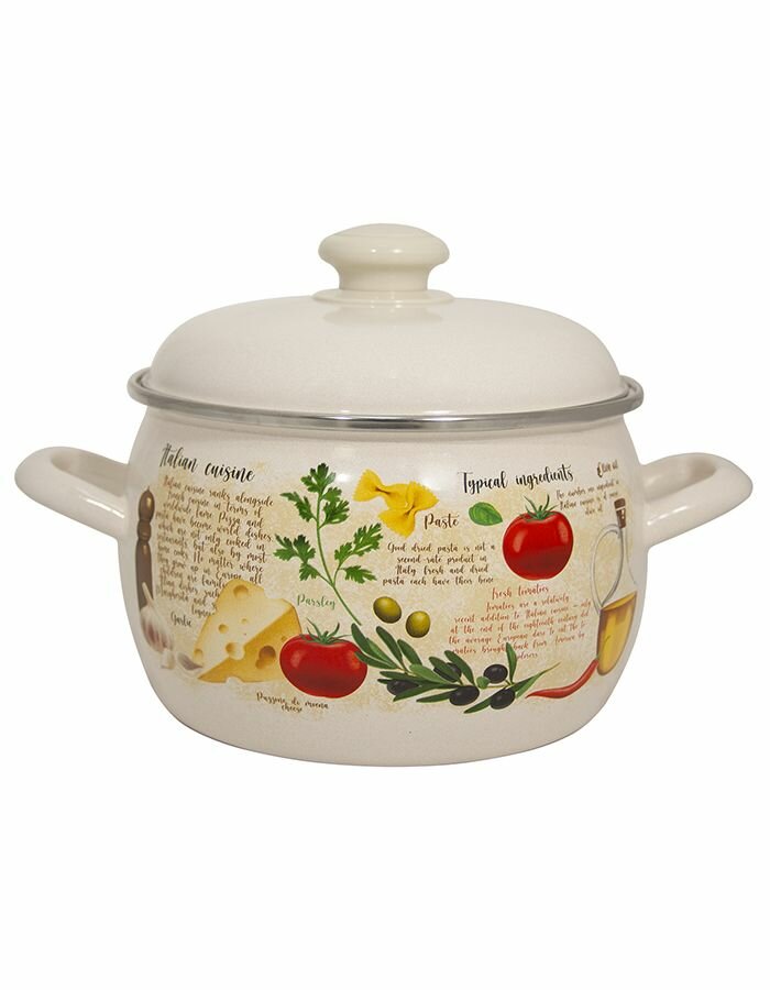 Кастрюля с крышкой Лысьвенские эмали Капрезе, эмалированная, 3,5 л