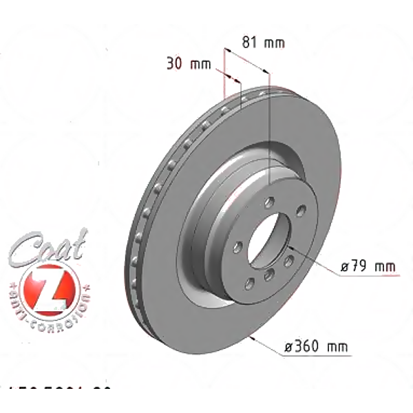 ZIMMERMANN 450.5204.20 (LR031843 / SDB500140 / SDB500191) диск торм lrov range rover sport 4.2 / 5.0 / 3.6td 02- пер вент