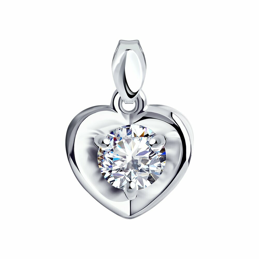 Подвеска, серебро, 925 проба, родирование, фианит