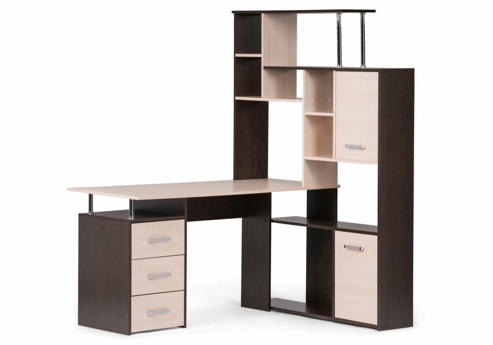 Стол КС-15 правый woodville коричневый, дерево, прямоугольная столешница, ножки