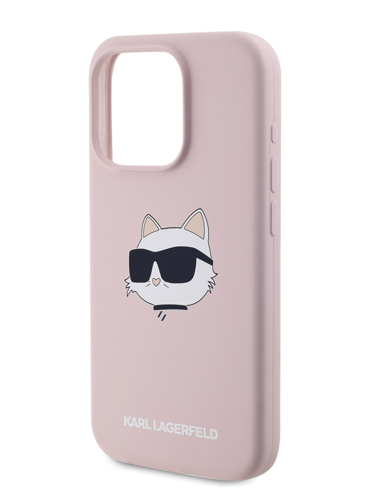 Lagerfeld для iPhone 15 Pro чехол Liquid Silicone NFT Choupette Head Hard Pink (MagSafe)
