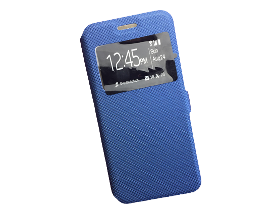 Чехол-книжка Чехол. ру для HTC Desire 820 dual sim 5.5" синий кожаный с окошком для входящих вызовов