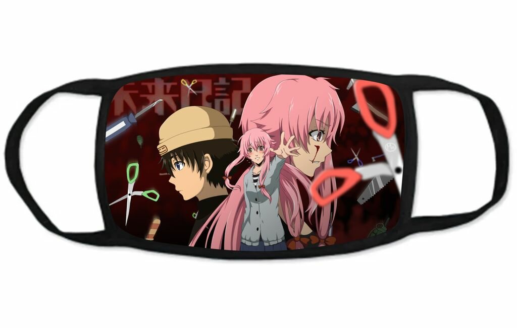 Маска защитная тканевая на лицо The Future Diary, Дневник будущего №10, Детская - 18 на 10 см