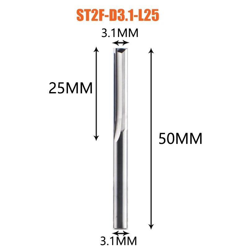 Dreanique 1 шт. две прямые канавки 1 мм-12 мм твердосплавная фреза для фрезерования древесины гравировка долбежная фреза ST2F-D3.1-L25-2