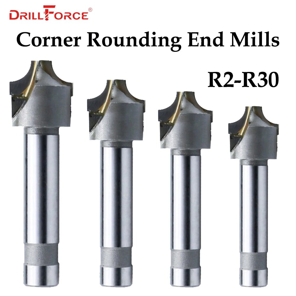 DRILLFORCE Твердосплавные угловые круглые концевые фрезы R2-R30 R10(2 Blades)