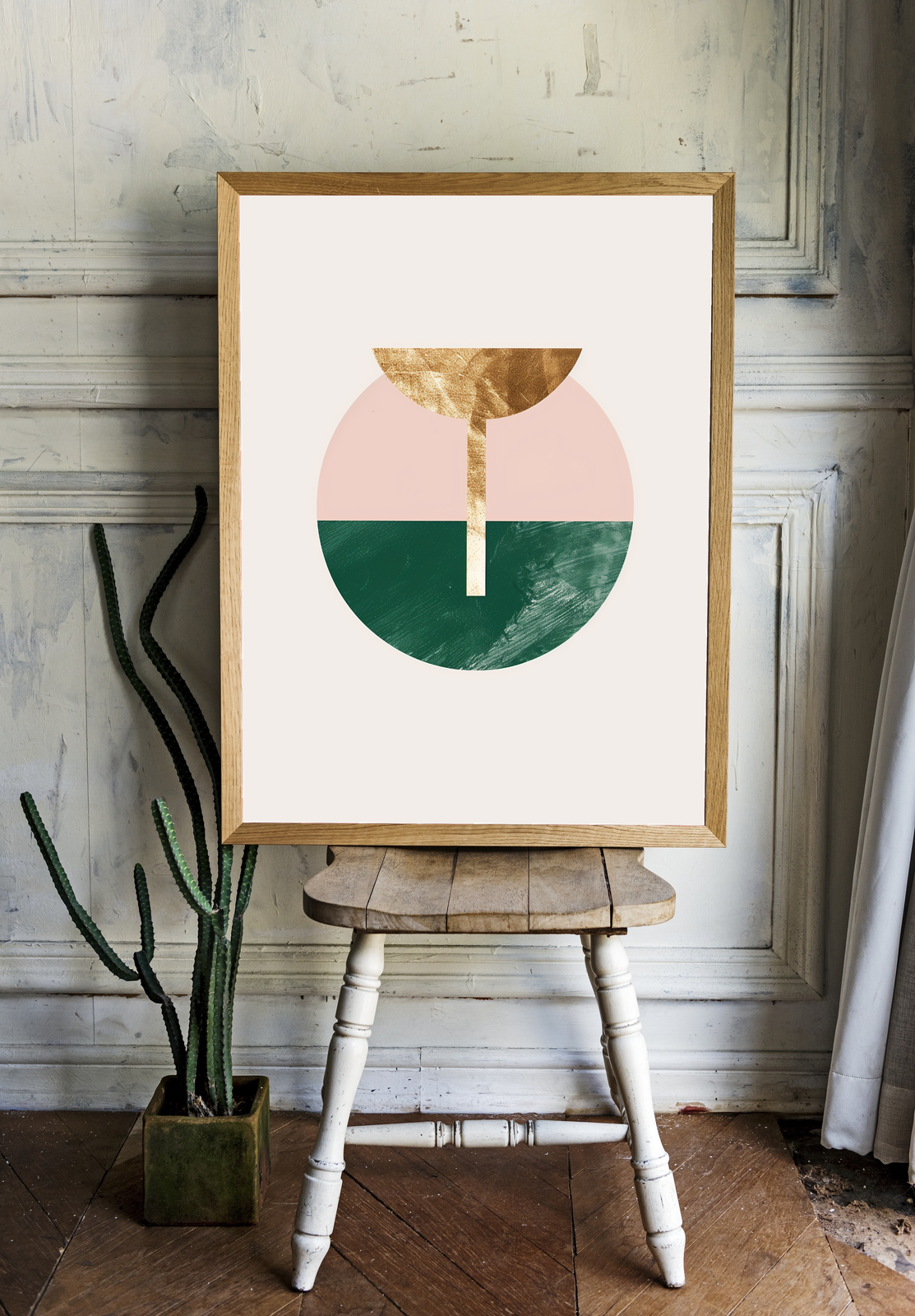 Постер "Абстрактный баланс - Золото и изумруд" 40x50 без рамы