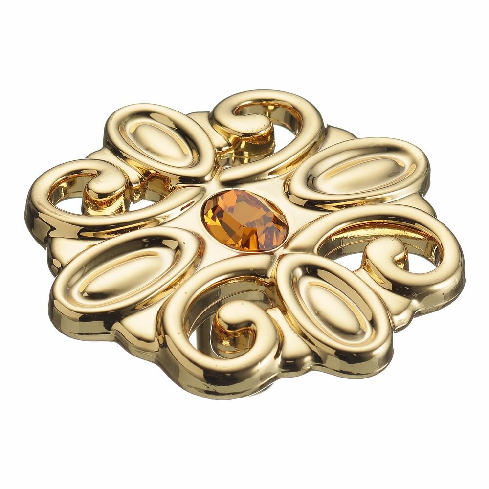 Ручка мебельная кнопка GIUSTI LINEA LUXURY WPO731.048. TZGP кристалл топаз+глянцевое золото