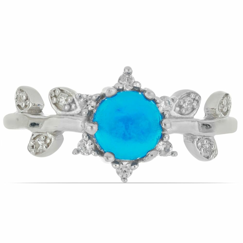 Кольцо, серебро, 925 проба, родирование, циркон, опал